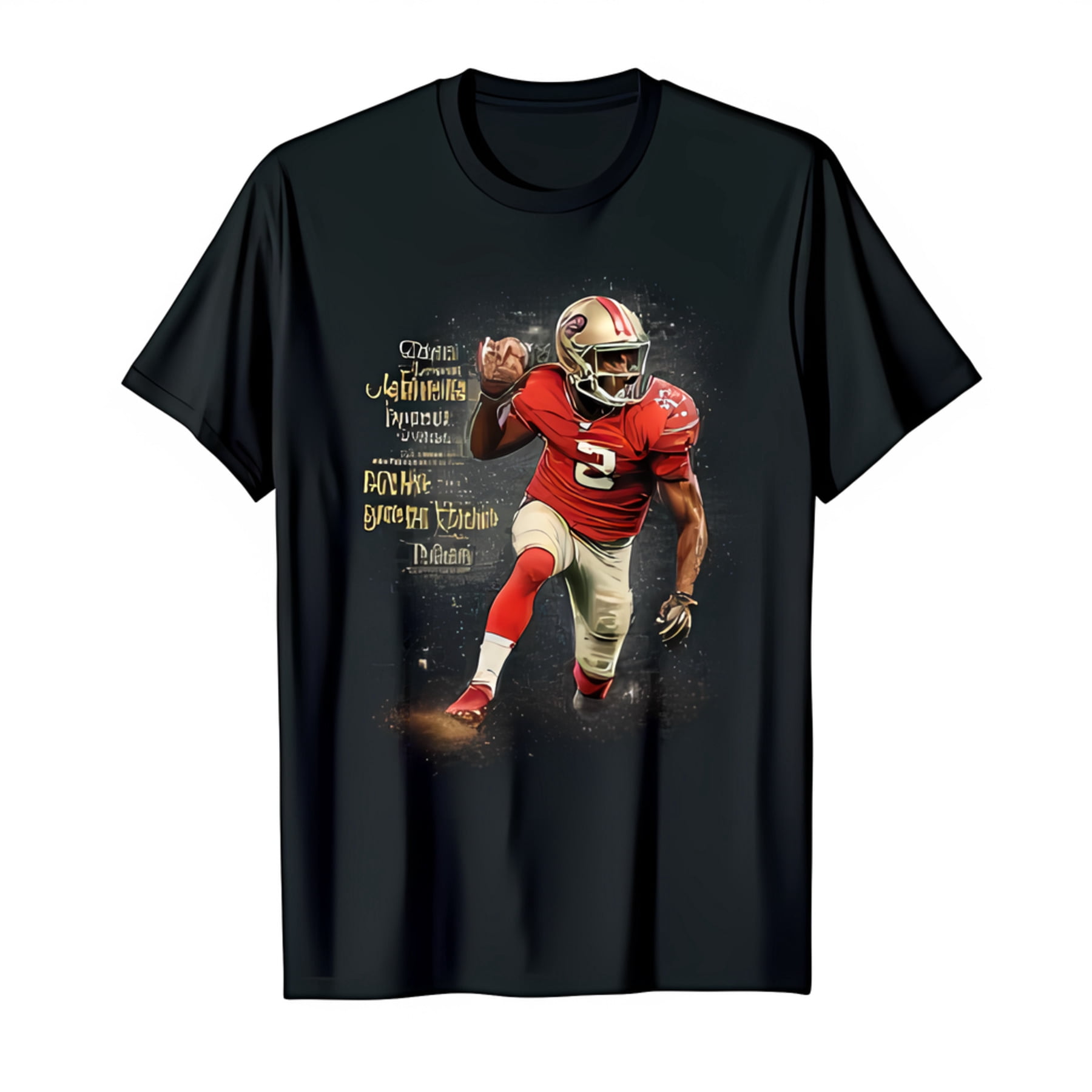 Black Neck T-Shirt Featuring Player in Mid Stride Catch - Walmart.com