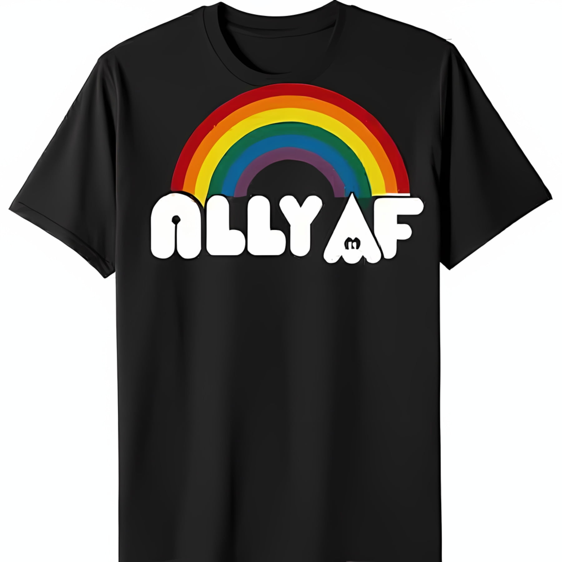 Black Neck T-Shirt with Bold Ally Text and Vibrant Design - Walmart.com
