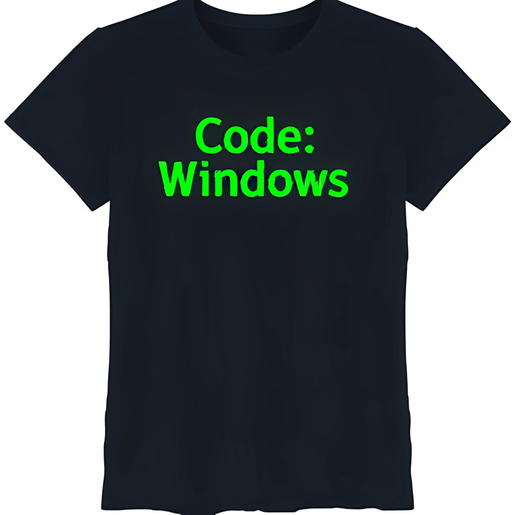Black Neck T-Shirt with Bold 'Code: Windows' Text in Green - Walmart.com