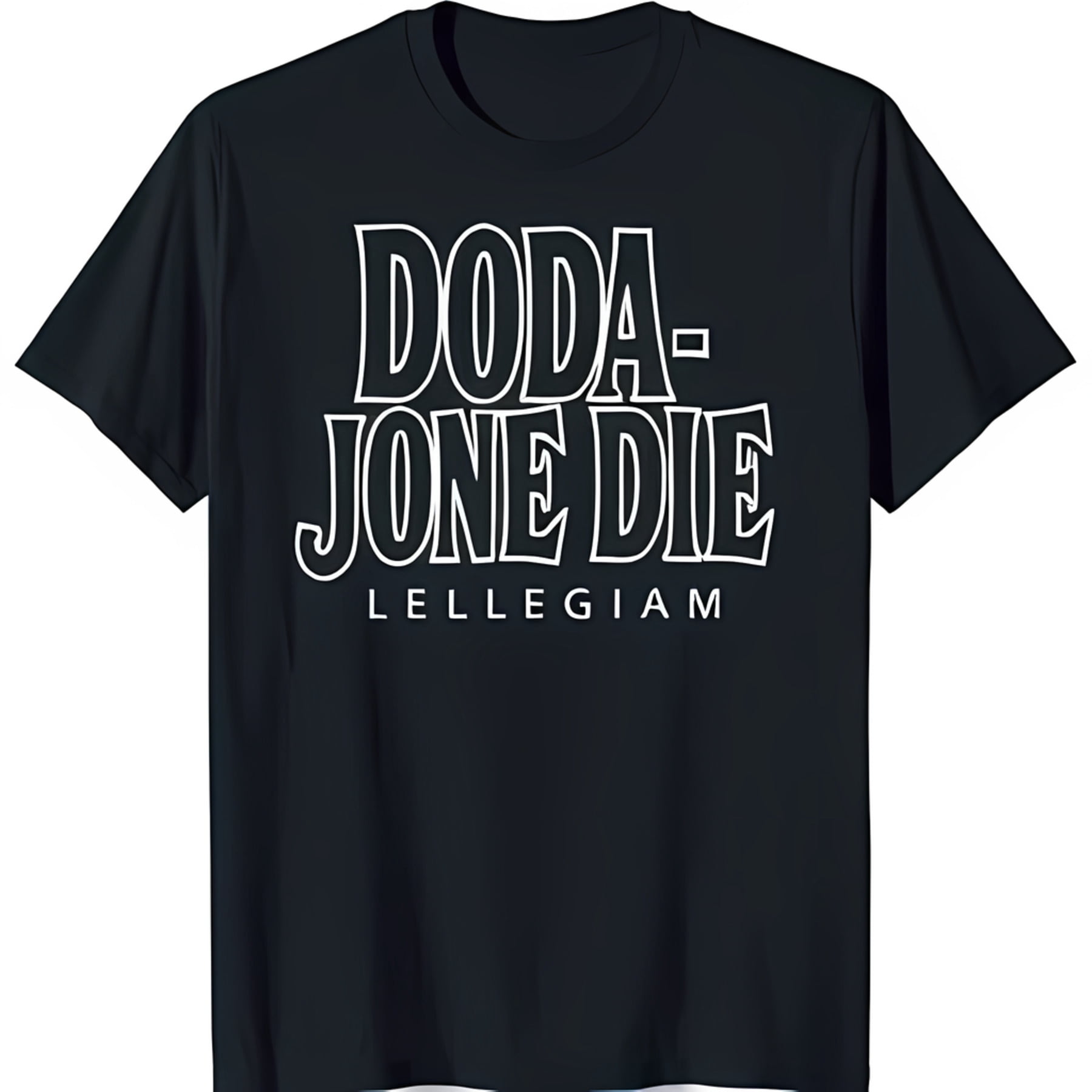 Black Neck T-Shirt with Bold 'DODA JONE DIE LELLEGIAM' Design for Fans ...