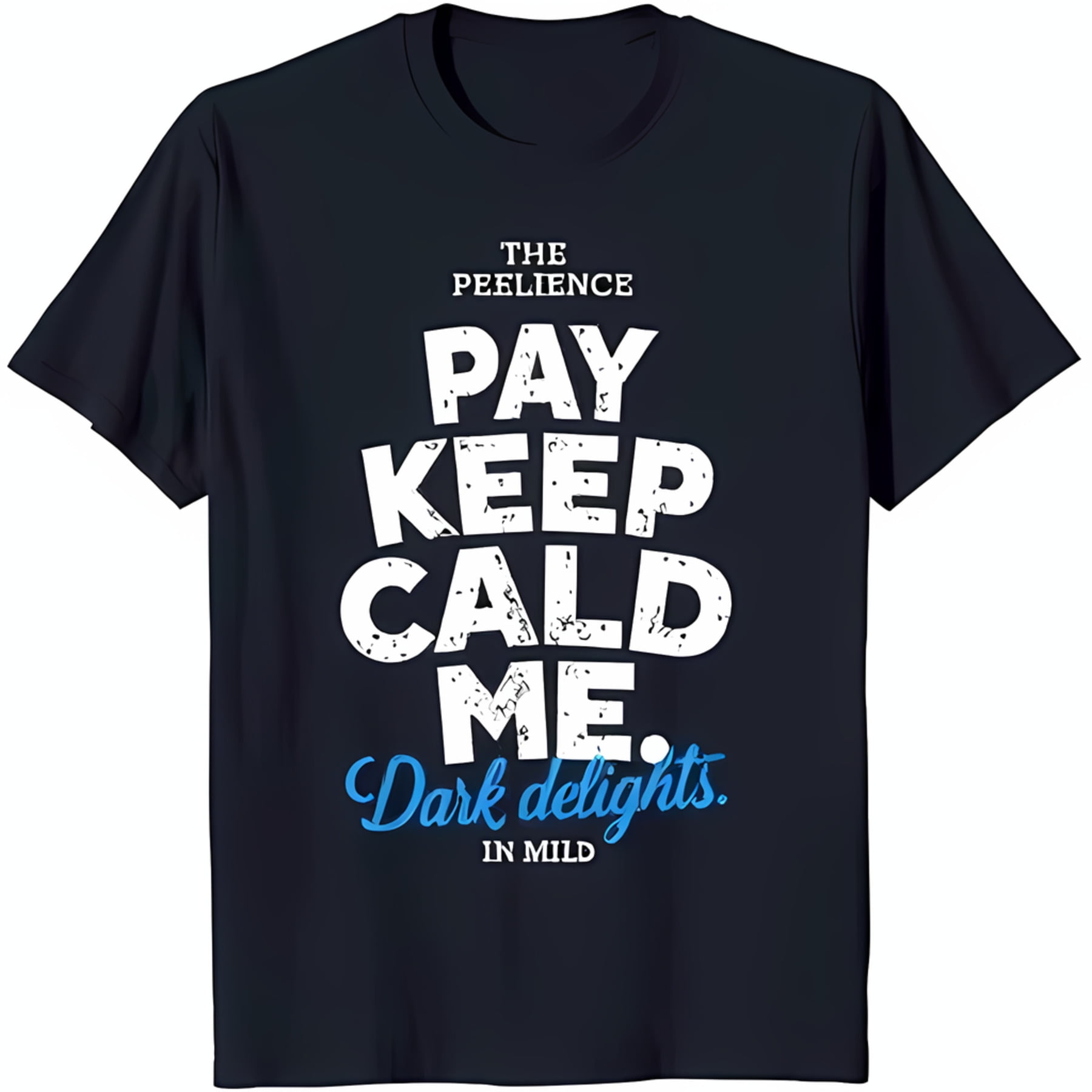 Black Neck T-Shirt with Unique 'The Peelíence Pay Keep Cald Me' Design ...