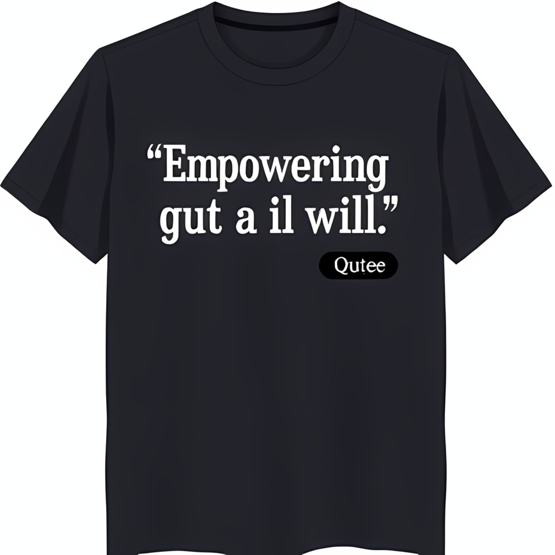 Black Neck T-Shirt with White Quote 'Empowering gut a will' & Qutee ...