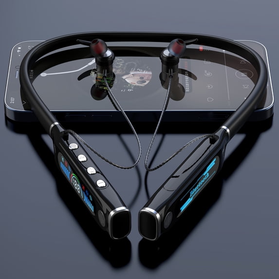 Black Neckband Wireless Earphones, TF Card Support, Noise Cancellation ...