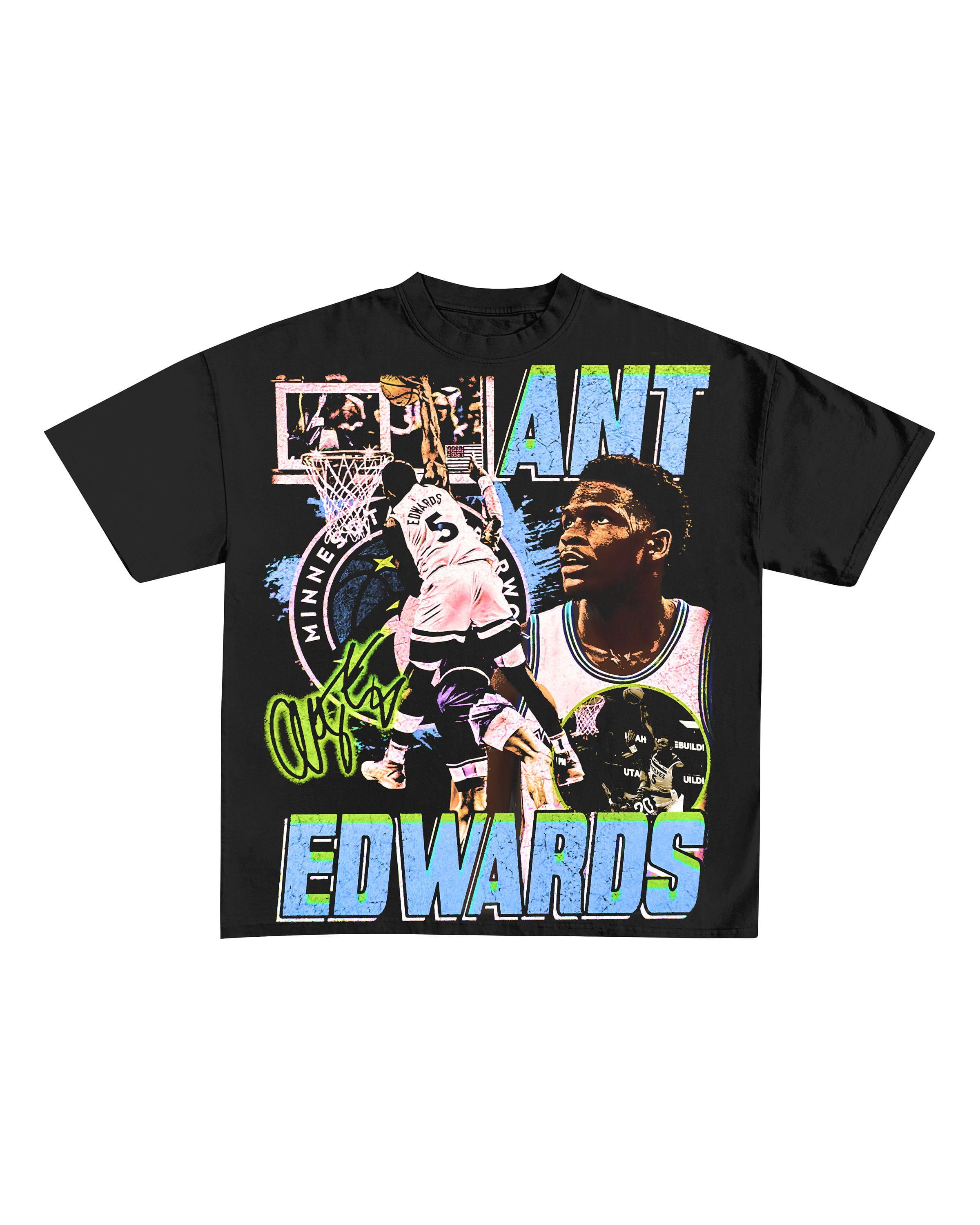 Black Negative Anthony EdwardsDigital Download, Basketball Graphic Tees ...