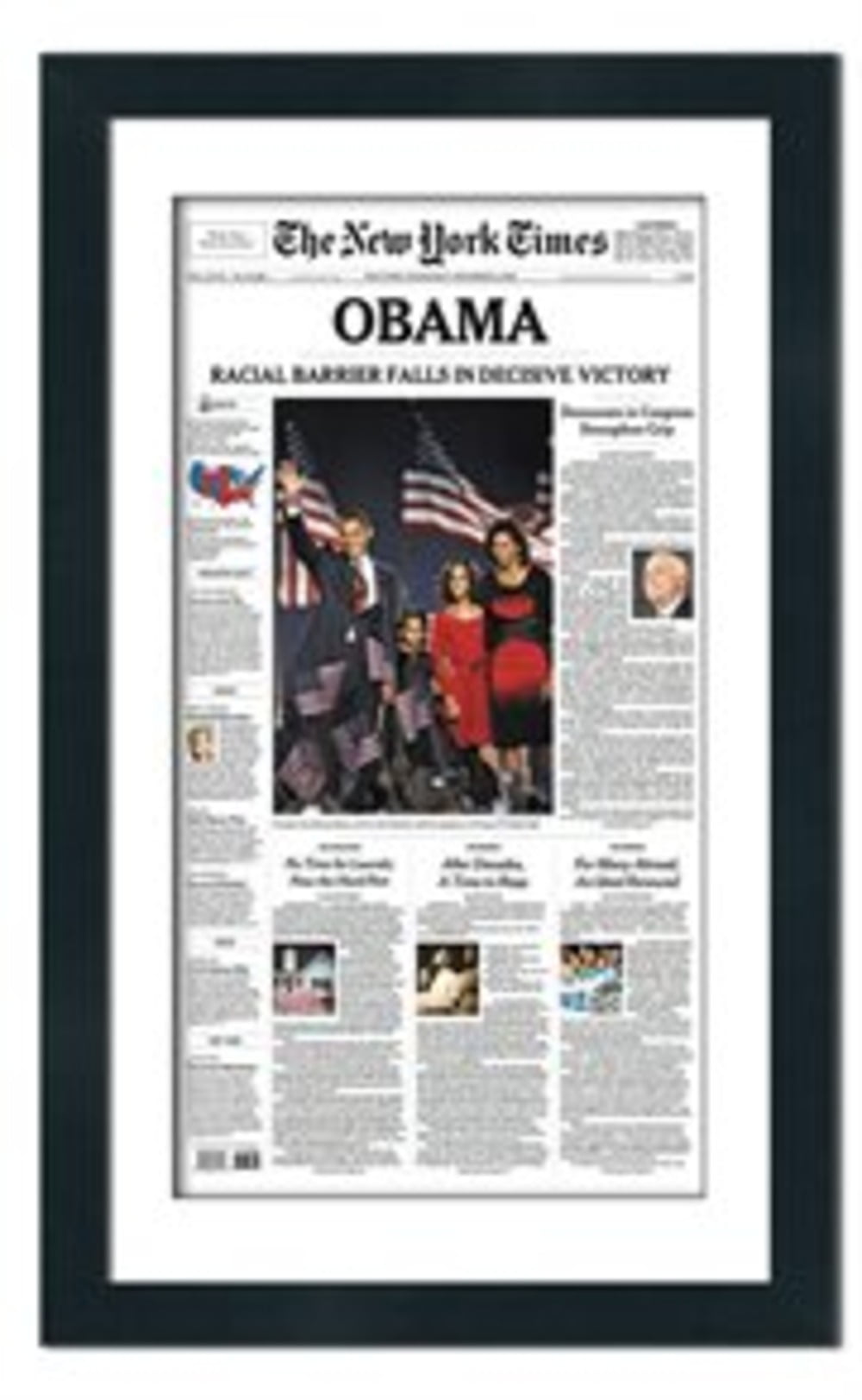 Black Newspaper Frame with Mat - Made to Display Media Measuring 11x17 ...