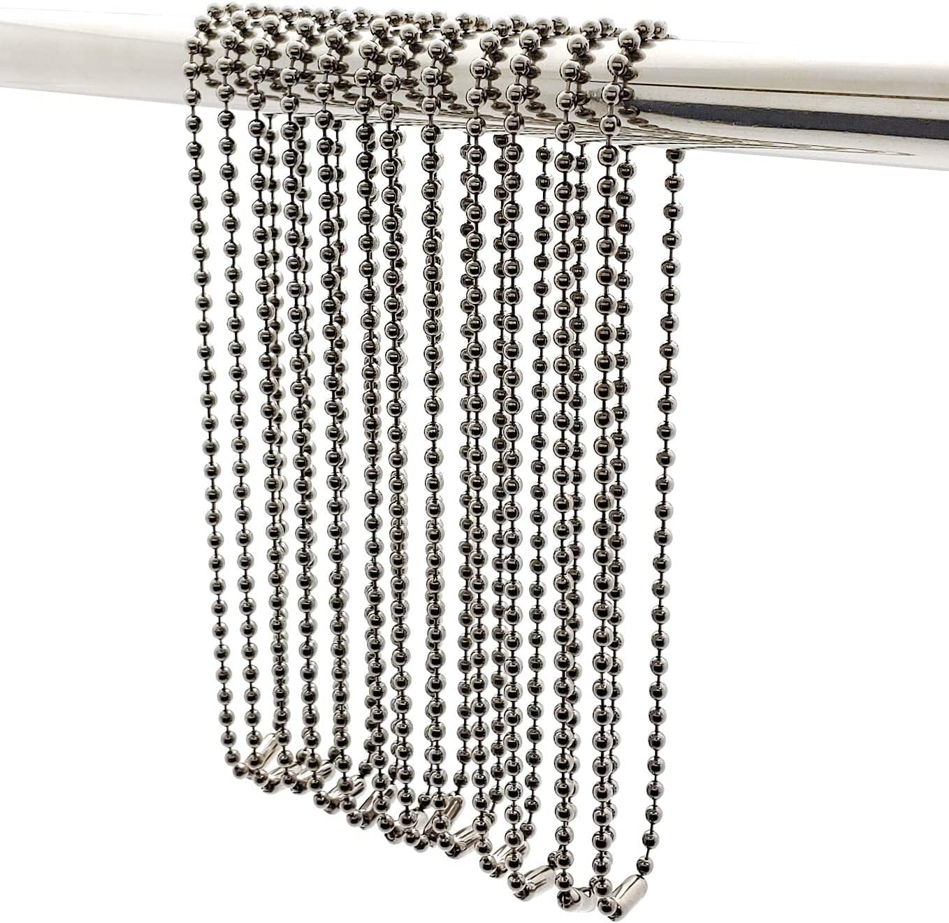 Black Nickel Shower Curtain Hooks, 55 Inch Ball Chain Design, 12 Pack ...