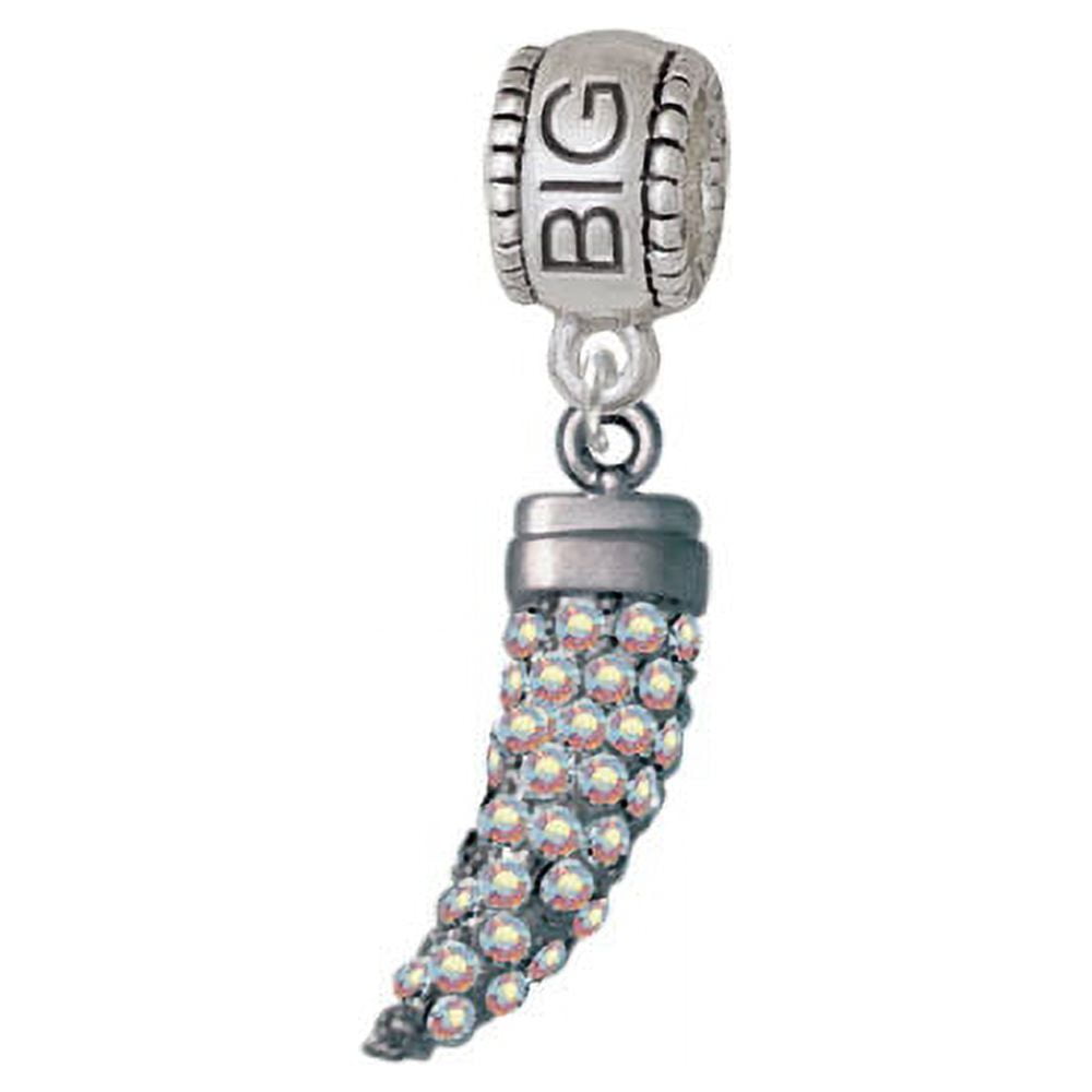 Black Nickel Tone Large AB Crystal Sabre Tooth - Big Sister Charm Bead ...