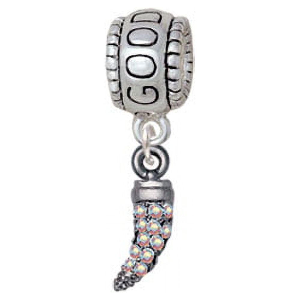 Black Nickel Tone Small AB Crystal Sabre Tooth - Good Luck Charm Bead ...