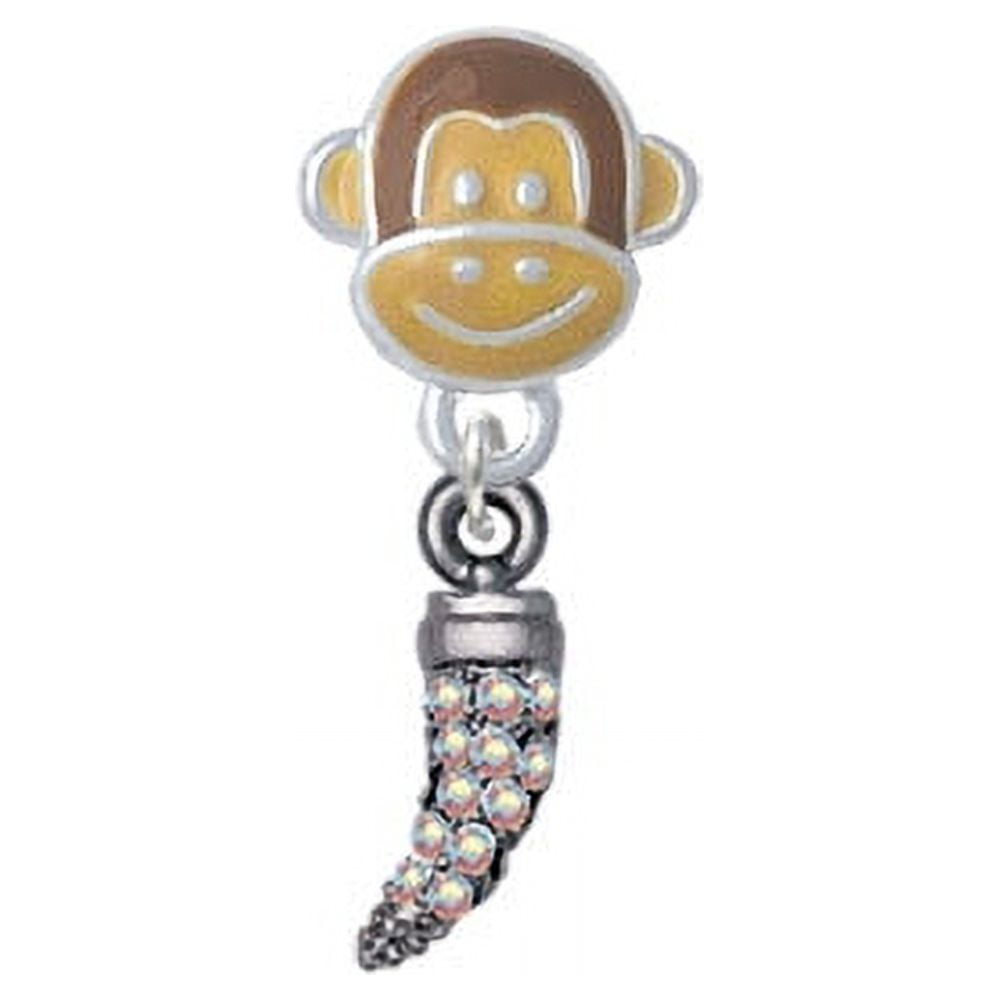 Black Nickel Tone Small AB Crystal Sabre Tooth - Monkey Face Charm Bead ...