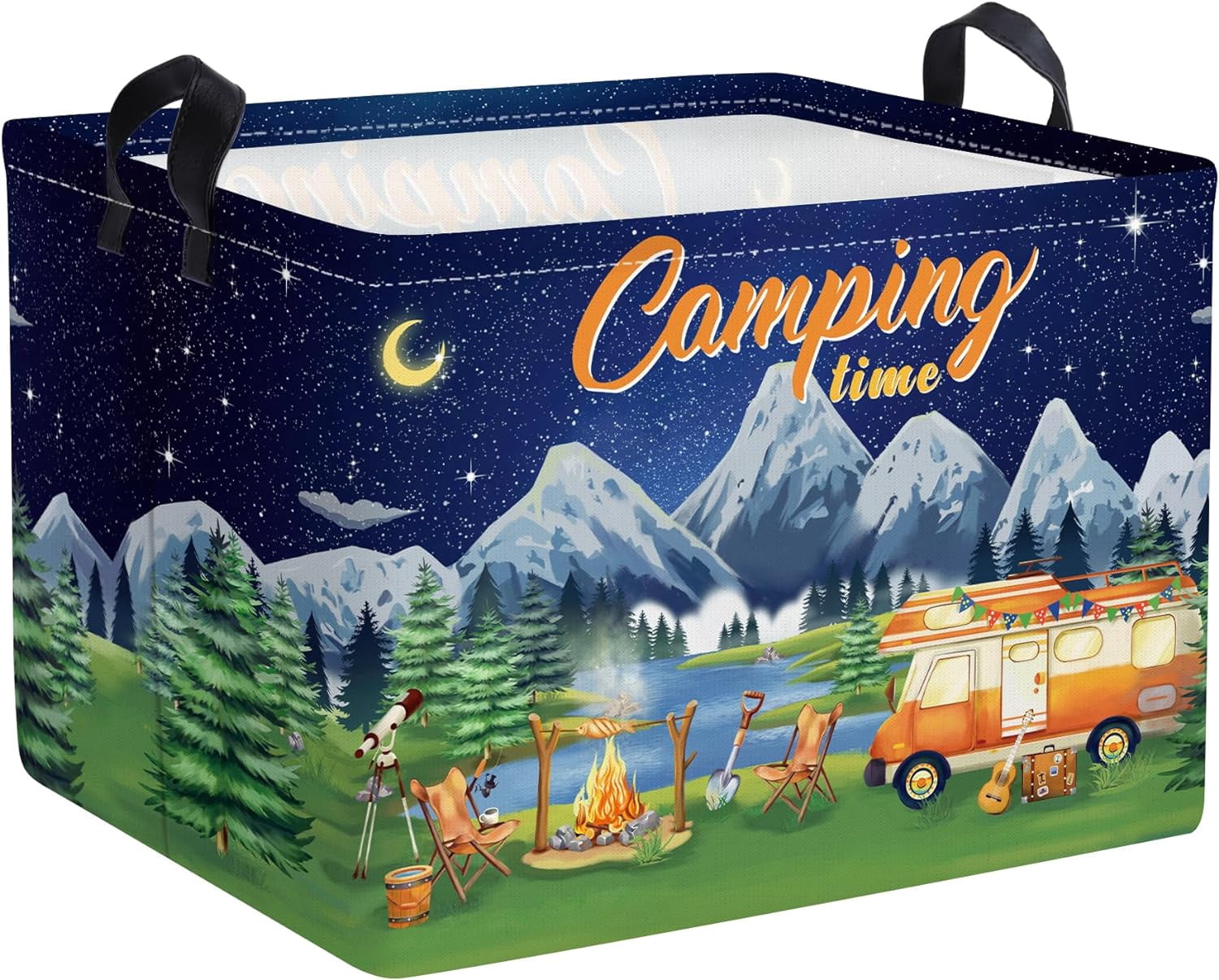 Black Night Camping Storage Basket Clothes Toy Tool Food Picnic Basket ...