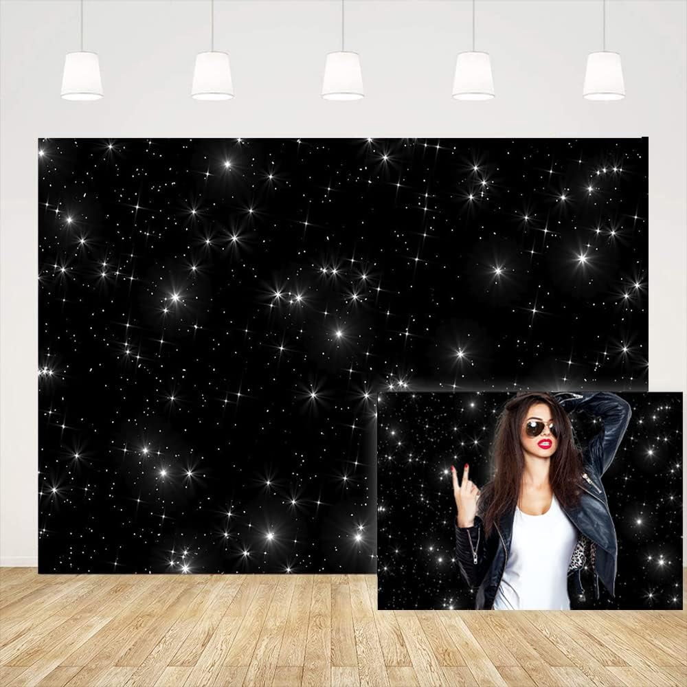Black Night Sky Sparkle Stars Backdrop Universe Space Theme Starry ...