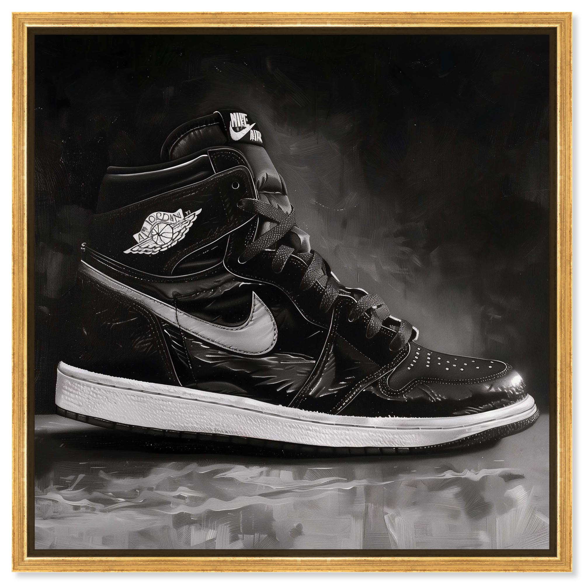 Black Night Sneaker Canvas Sneaker Head Prints by Art Remedy, Gold ...