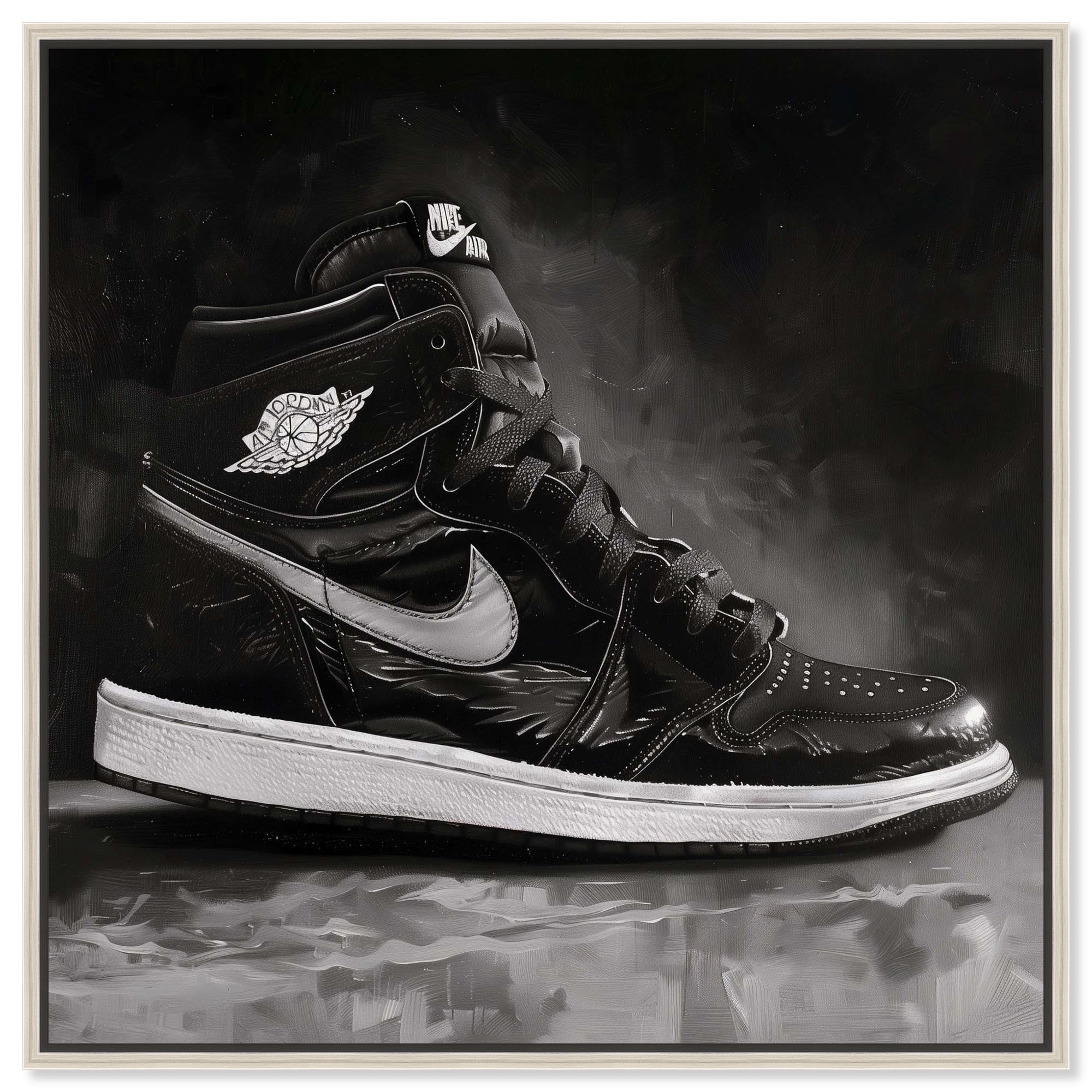 Black Night Sneaker Canvas Sneaker Head Prints by Art Remedy, Silver ...