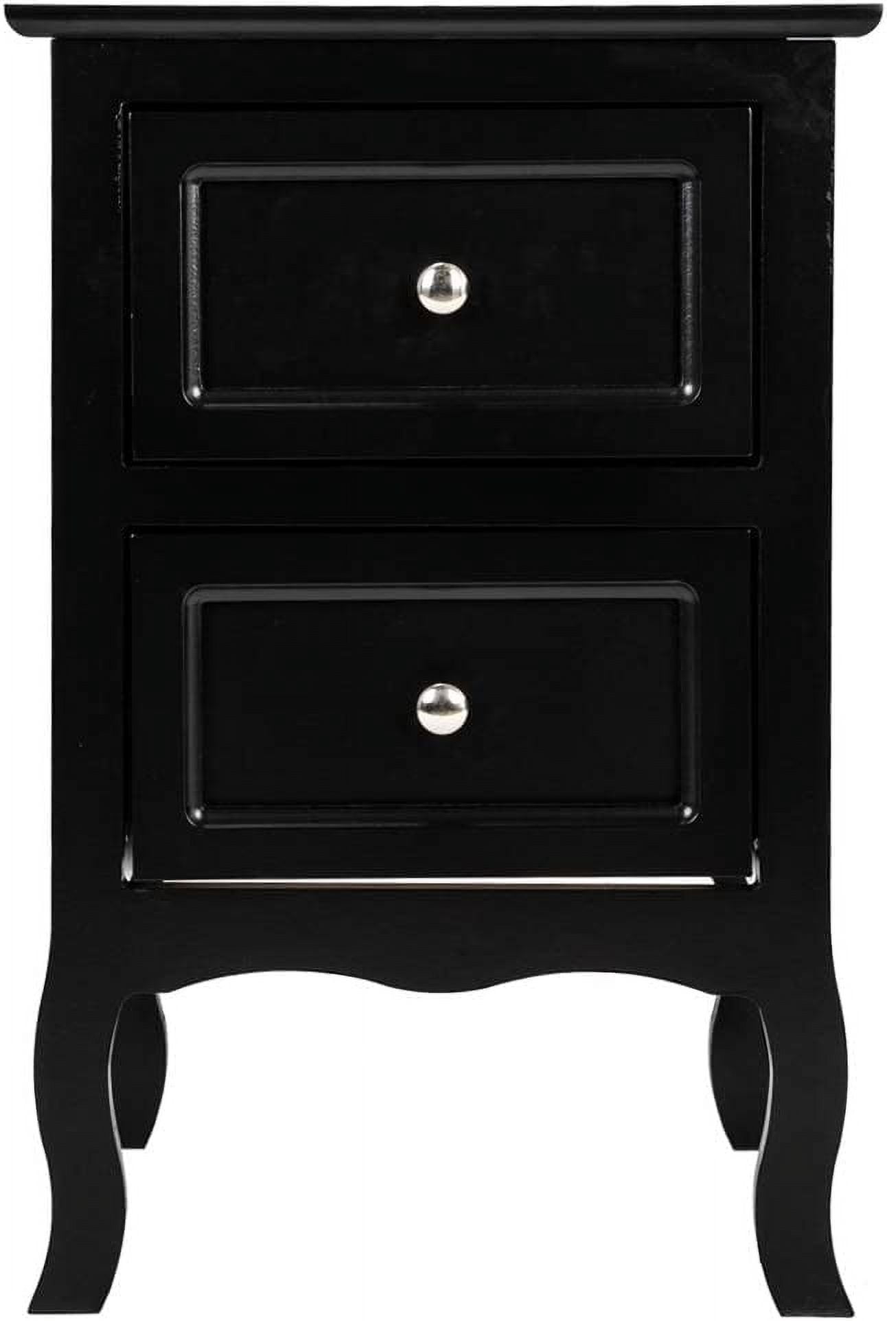 Black Nightstand with 2 Drawers, Night Stands for Bedrooms, Small Bed ...