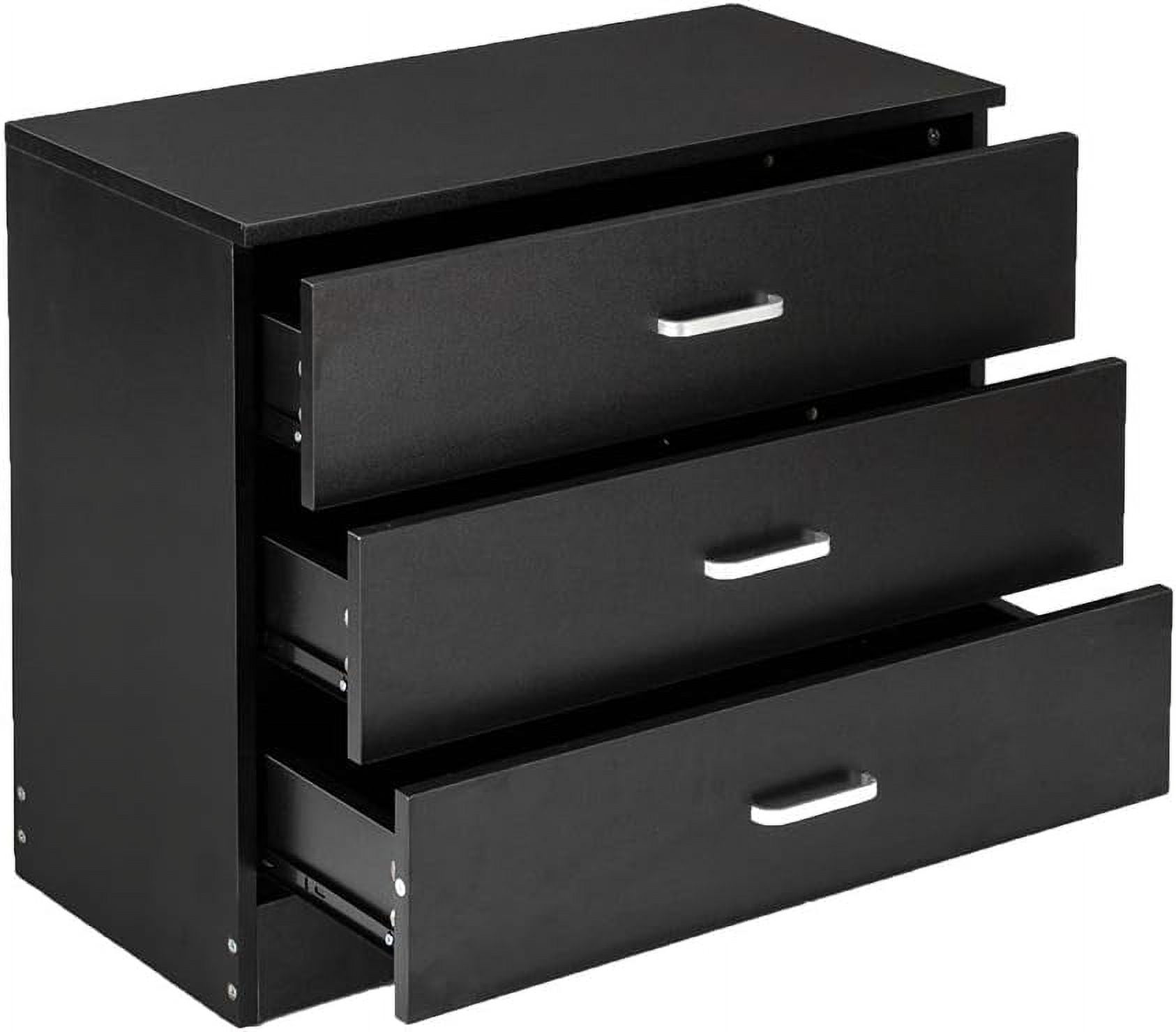 Black Nightstand with 3 Drawers for Bedroom, Modern Storage Chest ...