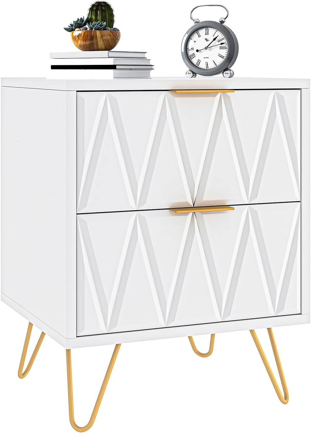 Black Nightstand Bedside Tables with 2 Drawers for Bedroom Night Stand ...