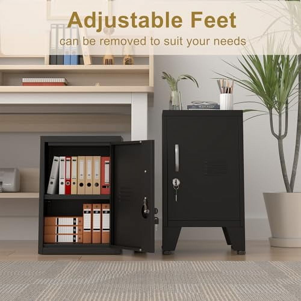 Black Nightstand, Metal Small Nightstand Storage Cabinet with ...