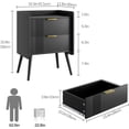 Black Nightstand Modern Bedside Table with 2 Storage Drawer, Small ...
