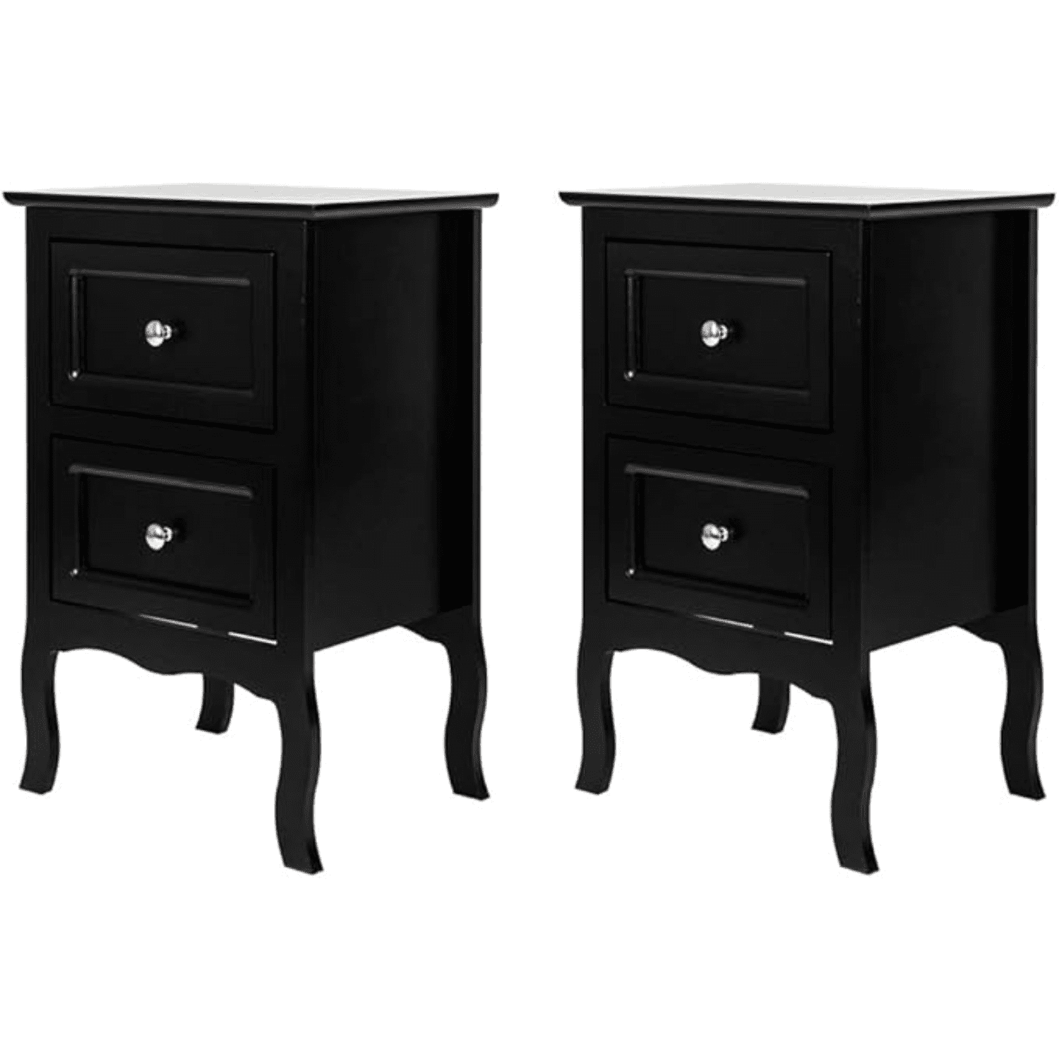 Black Nightstand Set of 2, Nightstands with 2 Drawers, Bed Side Table ...