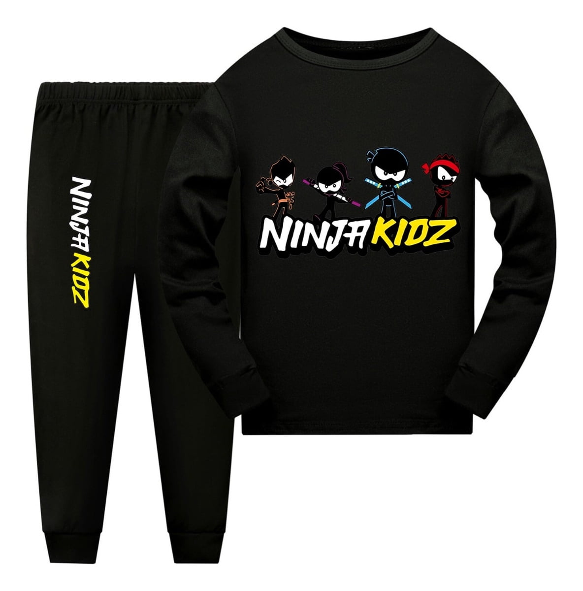 Black Ninja Kidz Pajamas – Boys Girls Nightwear Set – Soft Cotton Sleep ...