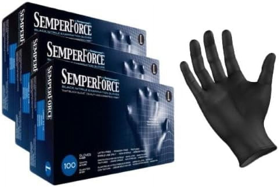 Black Nitrile Exam Gloves, Powder Free, Latex Free, Semperforce, 100/Box Large - Walmart.com