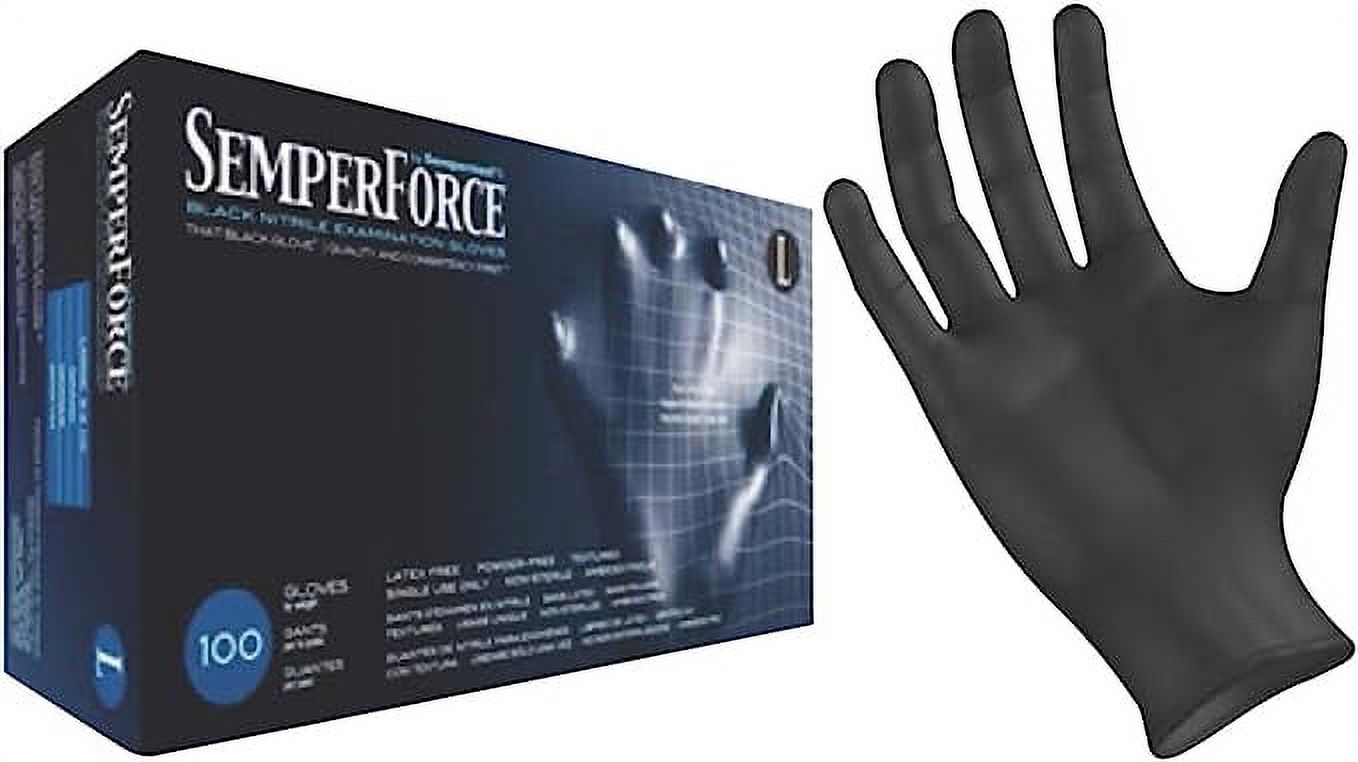 Black Nitrile Exam Tattoo Gloves, Powder Free, Latex Free, Semperforce - Walmart.com