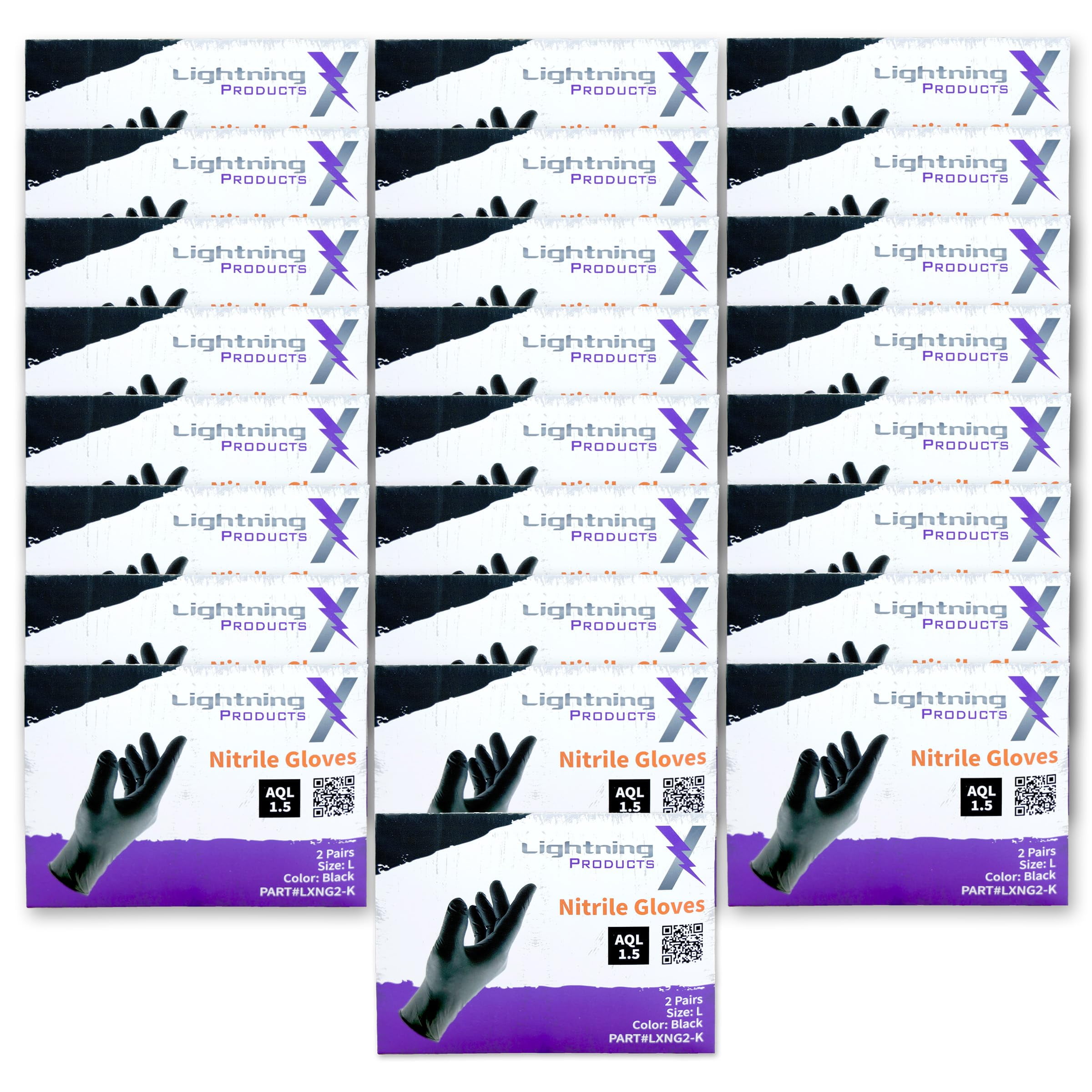 Black Nitrile Gloves 100 Gloves 50 Pairs Individually Packed 25 Carded ...