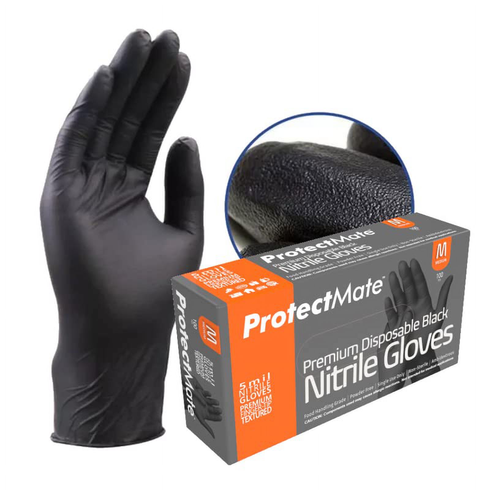 Black Nitrile Gloves- Industrial Strength, 5 mil Thickness, Gloves Disposable Latex Free, Food ...