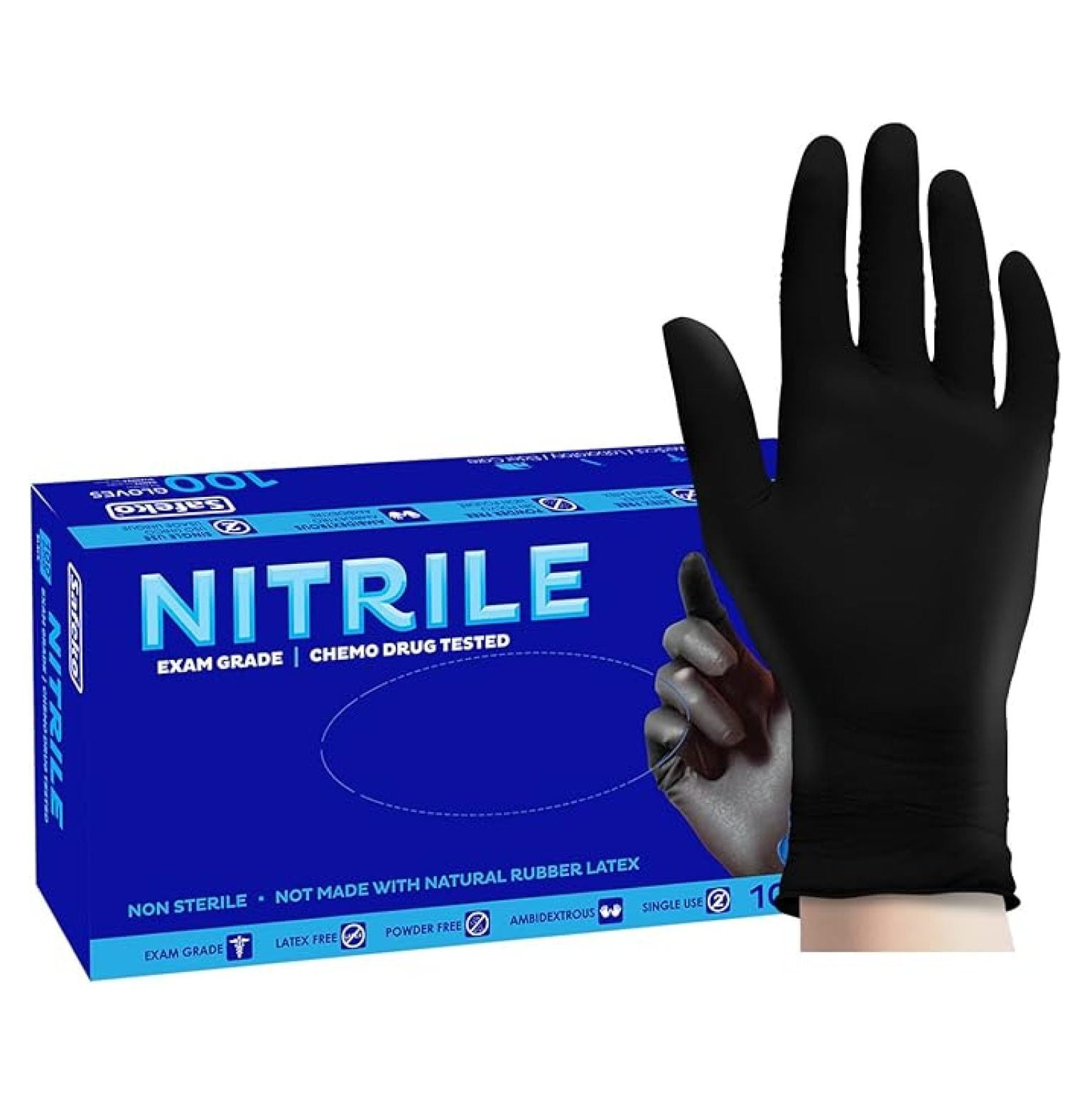 Black Nitrile - Powder & Latex Free - 1000 CT -Case of 10 Boxes (10X100 ...