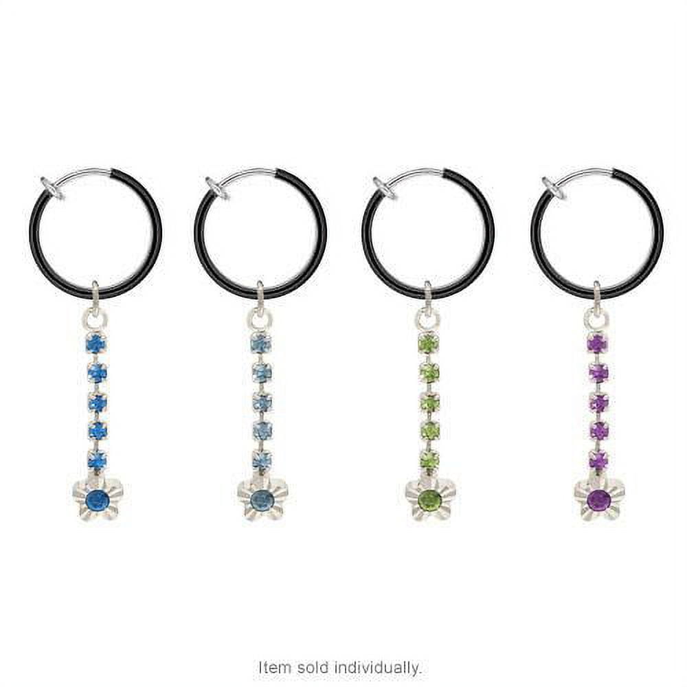 Black Non-Piercing Dangle Flower Spring Hoop Belly Clip - Walmart.com