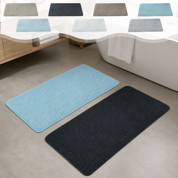 Black Non-Slip Bathtub Mat, 35.82 x 16.92 in Soft PVC Shower Pad ...
