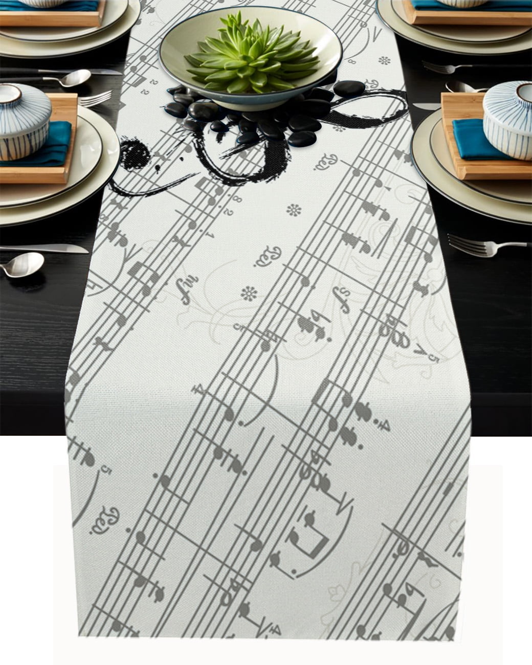 Black Note Music Score Music Table Runner Home Wedding Table Flag Mat ...