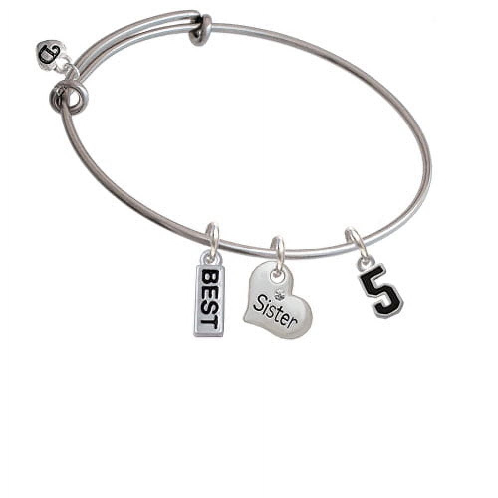 Black Number - 5 Sister Heart Expandable Bangle Bracelet - Walmart.com