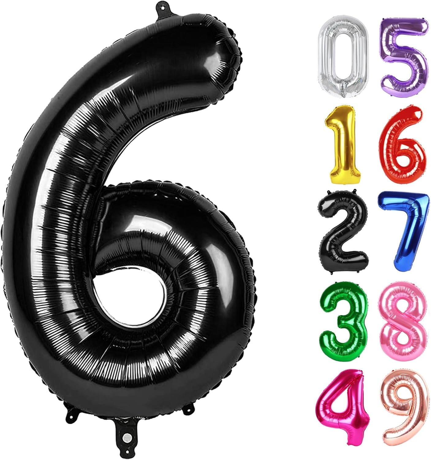 Black Number 6 Balloon 40 Inch, 6th Birthday Party Decorations for ...