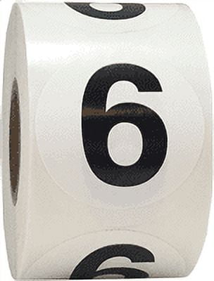 Black Number 6 Circle Stickers | 1.5" Inches Round | 500 Pack - Walmart.com
