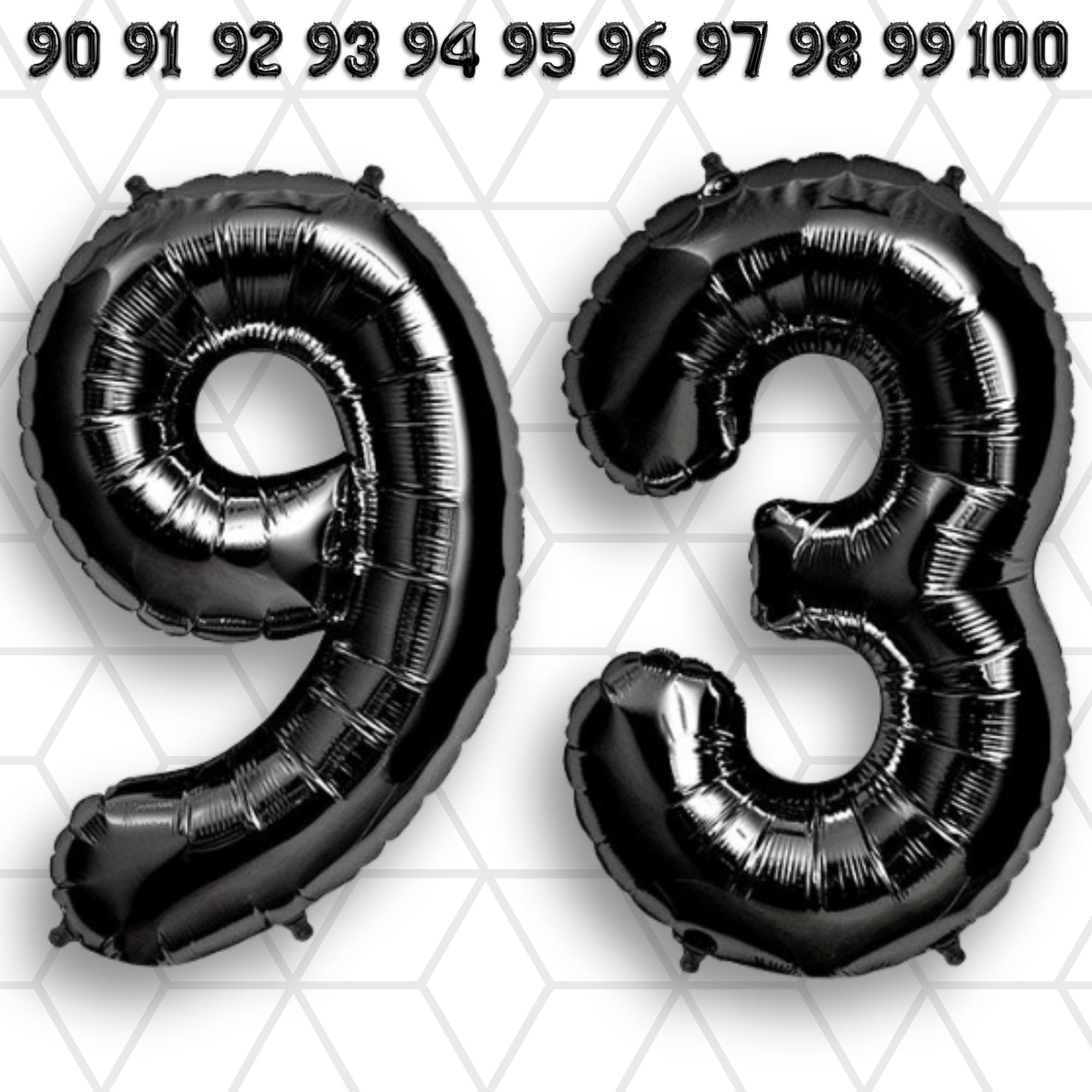 Black Number 93 Mylar Foil Balloon 40" - Helium or Air Inflatable ...