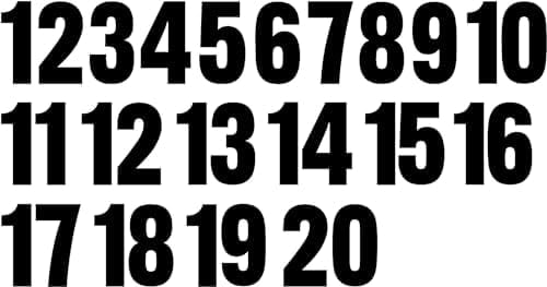 Black Numbers 1-20 Stickers Vinyl Decals Choose Size from 1" to 8 ...