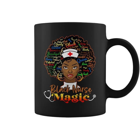 Black Nurse Afro Magic Black History Month Nurse Melanin Coffee Mugs ...