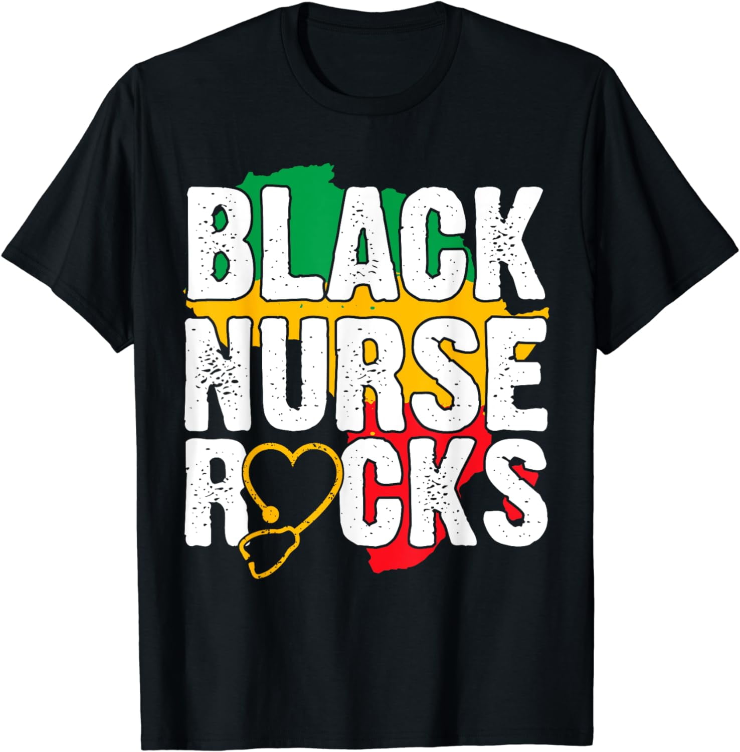Black Nurse Rock Afro African Map Stethoscope Black History T-Shirt - Walmart.com