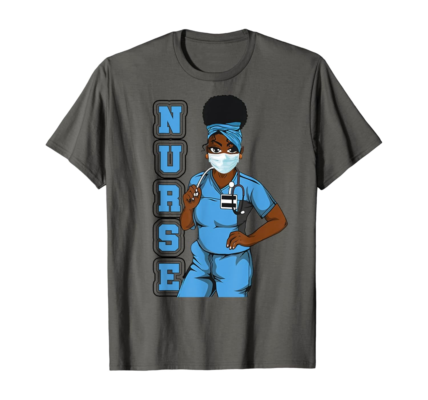 Black Nurse Uniform Face Mask Afro African Women Caregiver Gift T-Shirt ...