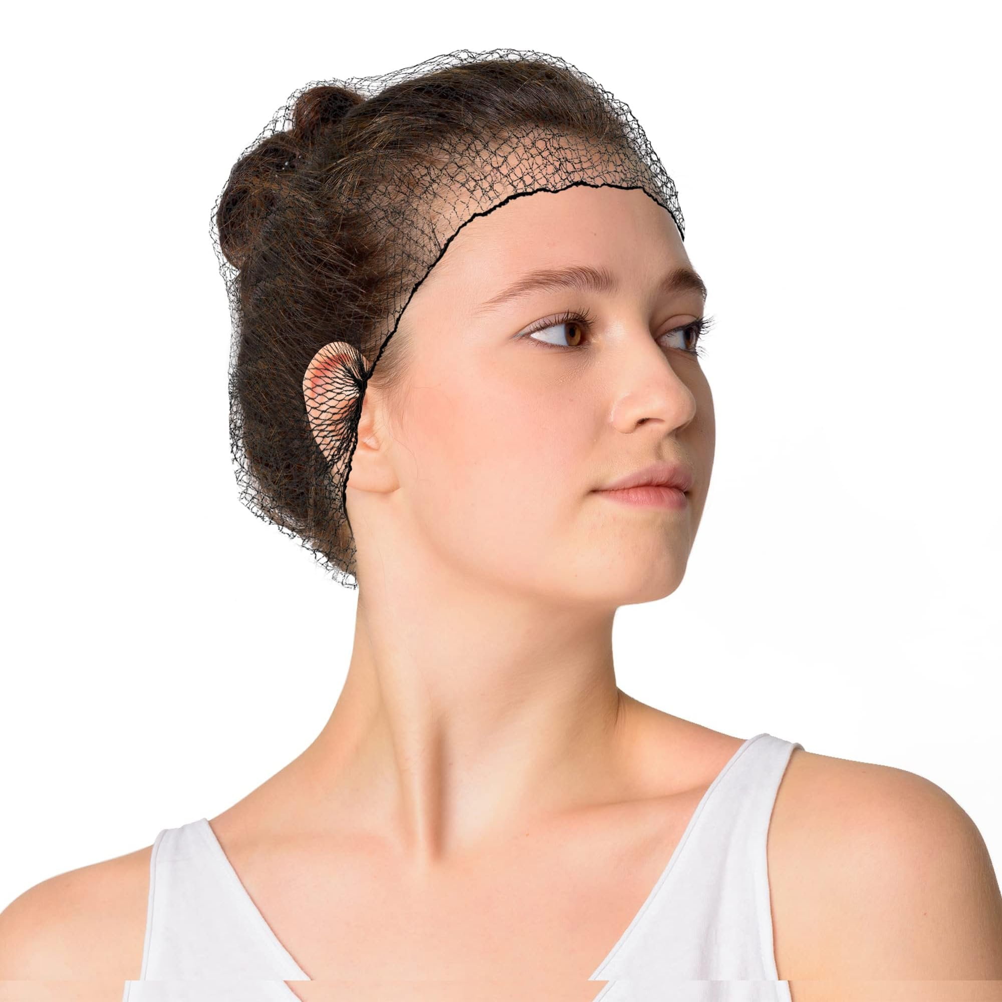 Disposable Elastic Band Nylon 22" Hairnets for Food Service, Black 1440 ...