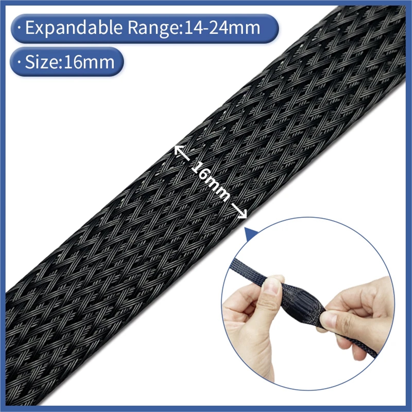 Black Nylon Mesh Tube Wire Sleeving Spiral Wrapping Expandable ...