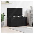 Black Oak Storage Box, 33" Rectangular Engineered Wood Box for Living ...