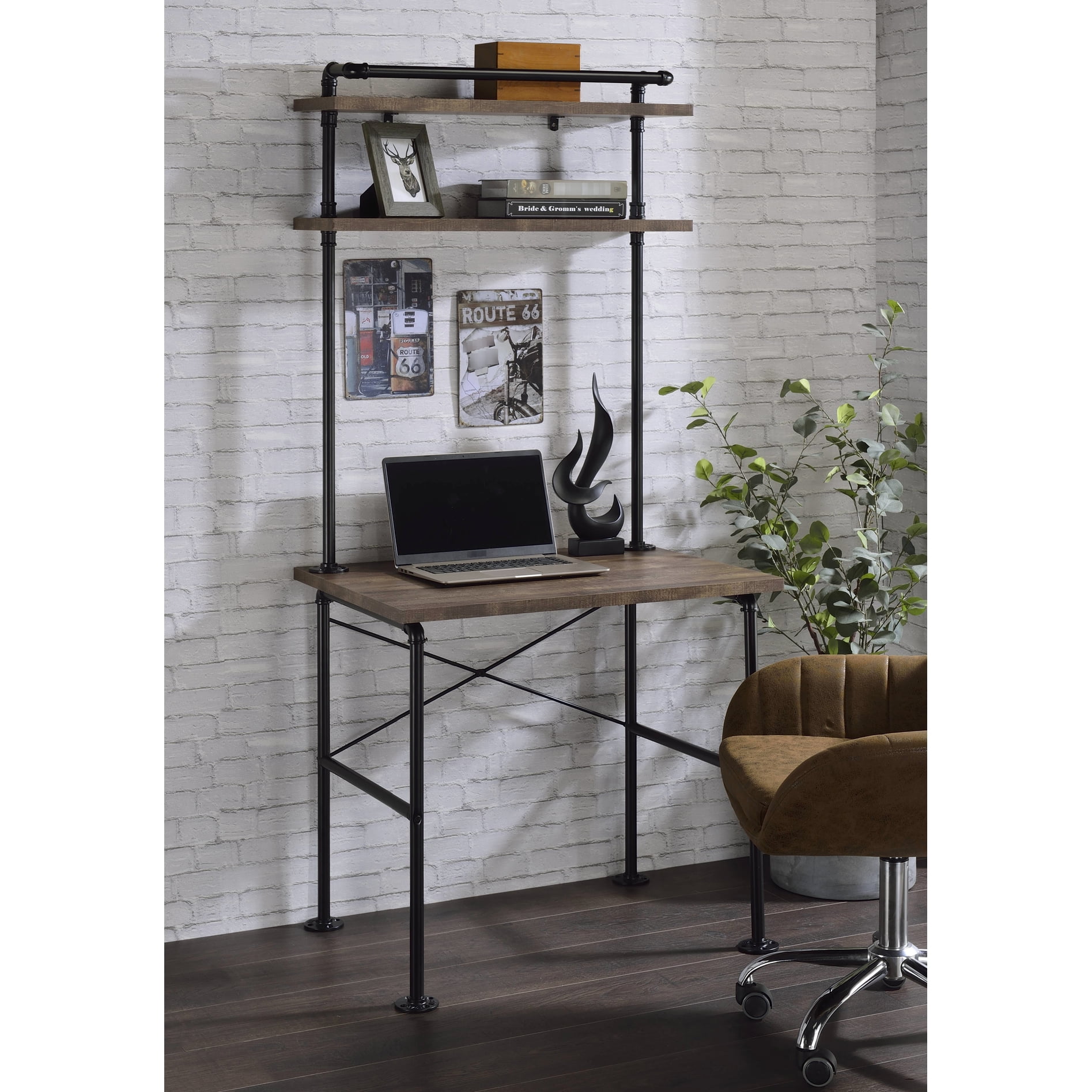 Black & Oak Writing Workstation With Frame And Elegant Style Industrial ...