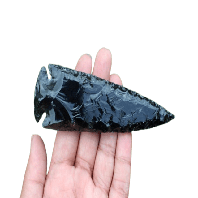 Black Obsidian Arrowhead, Natural Crystal and Healing Stone Flint Rock ...