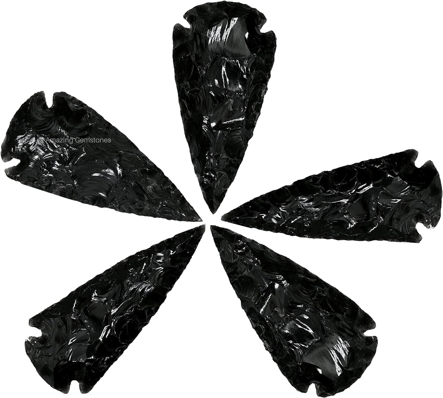 Black Obsidian Crystal Arrow Head Stone 5 Pieces (1" to 1.5" Inch ...