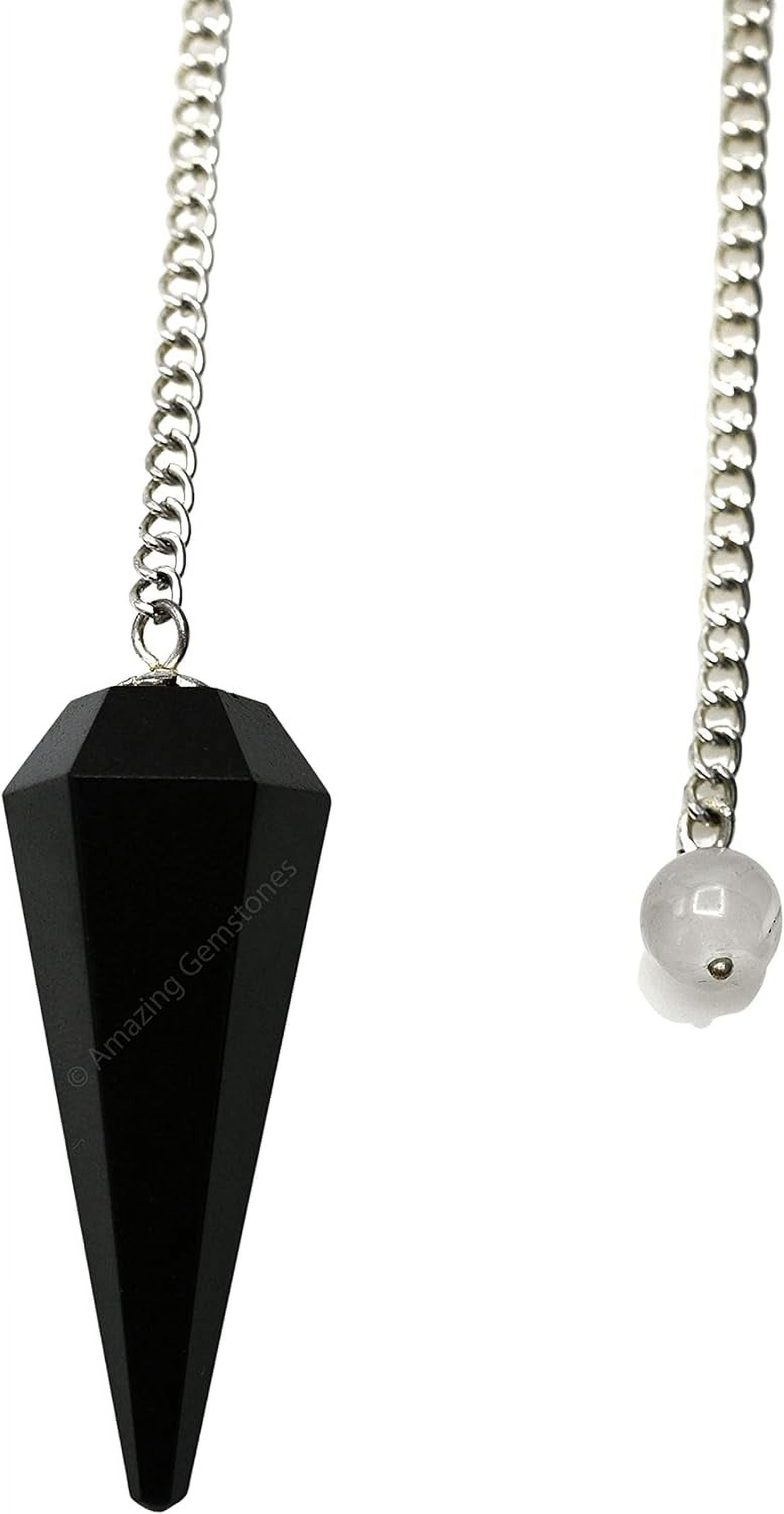 Black Obsidian Crystal Pendulum Dowsing Reiki Hexagonal Points - Walmart.com