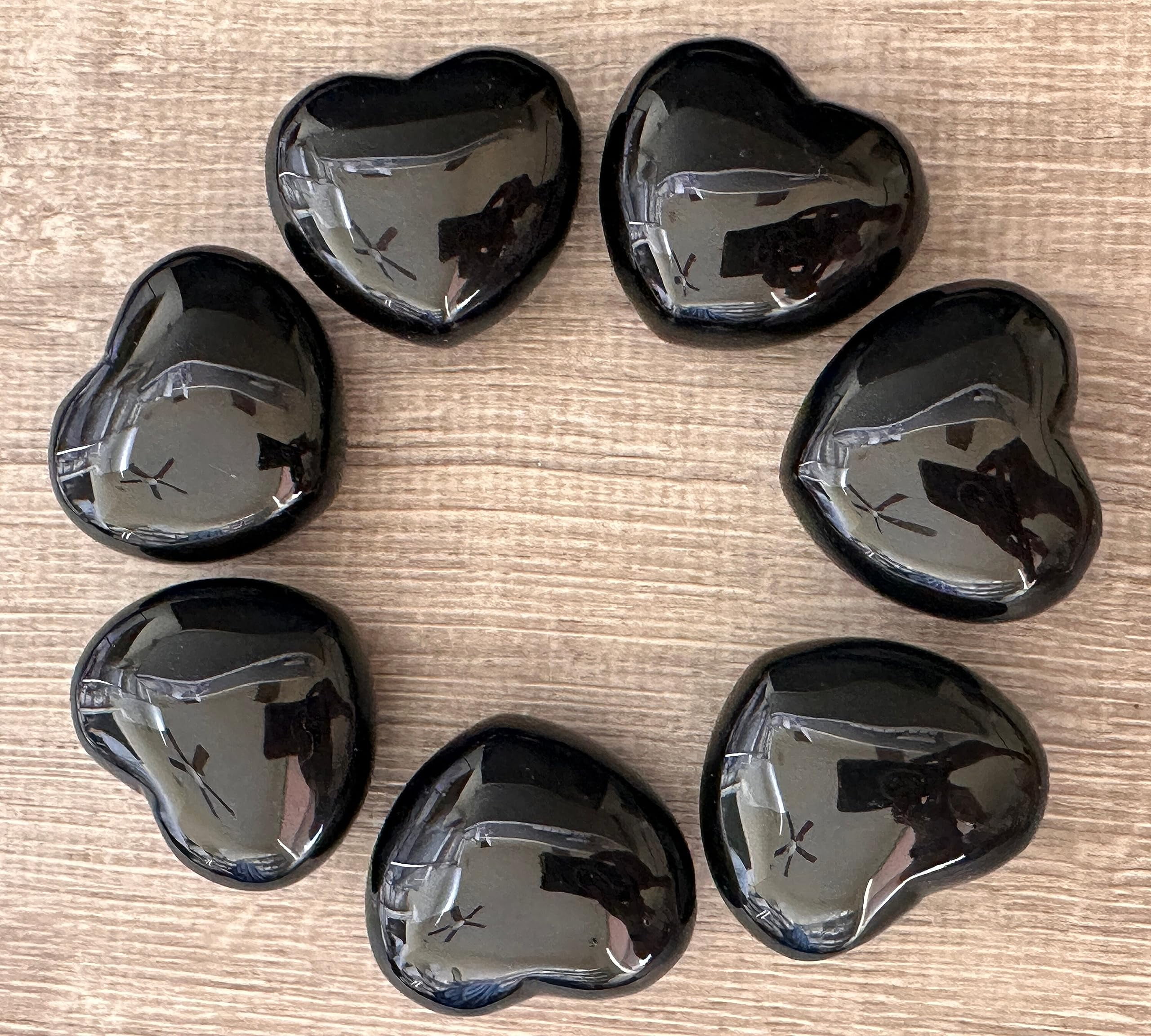 Black Obsidian Gemstone Hearts, Polished Black Obsidian Puffy Hearts ...