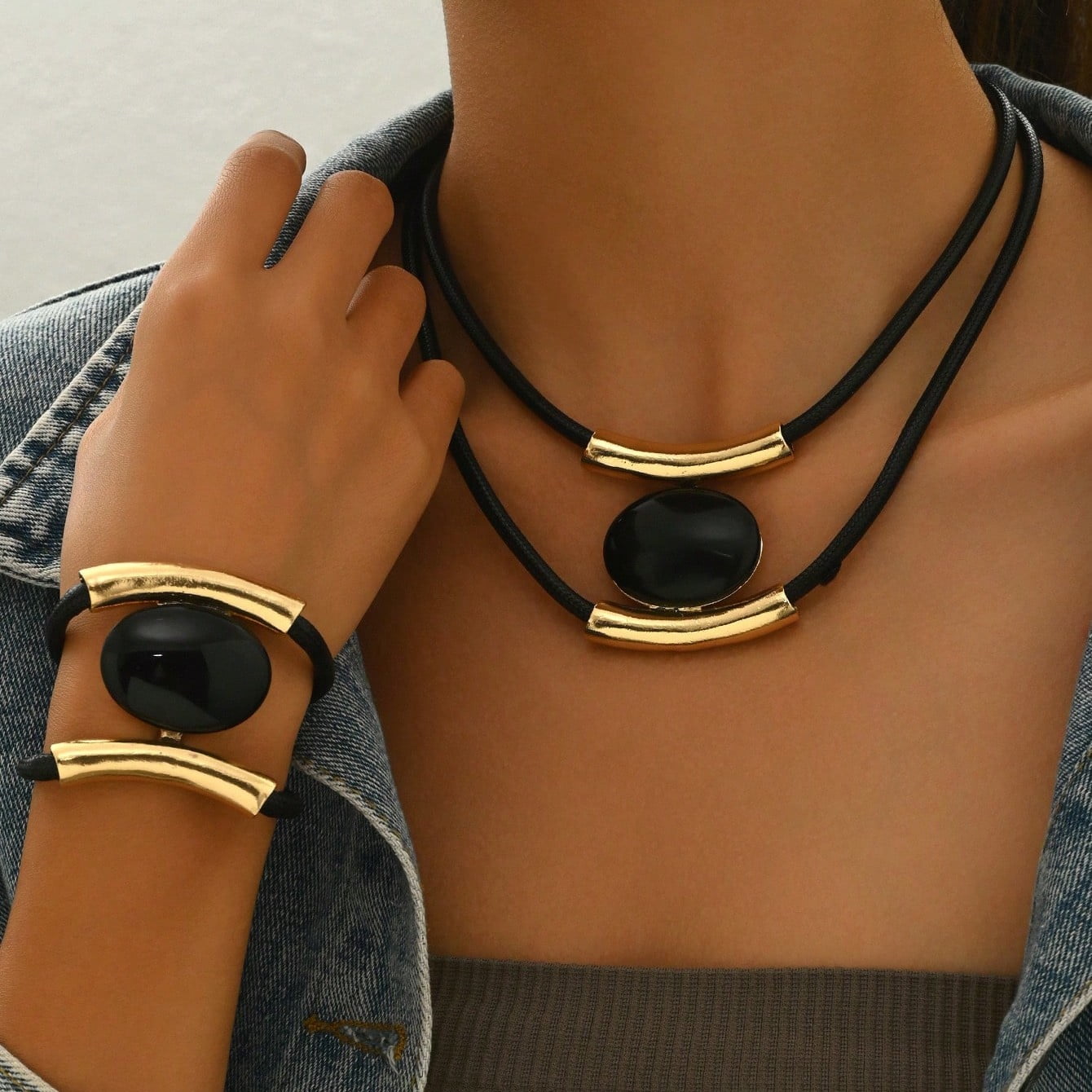 Black Obsidian Gothic Jewelry Set, Handmade Necklace & Bracelet Duo ...