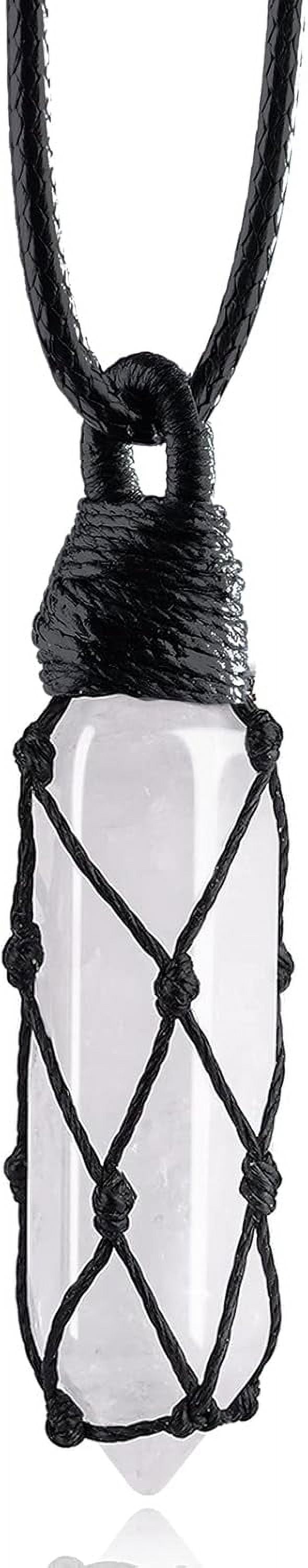 Black Obsidian Healing Crystal Points Necklace Adjustable Rope ...